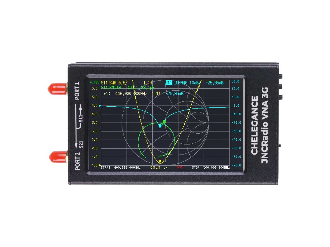 JNCRADIO VNA 4.3 Inch 3GHz Vector Network Analyzer- 50kHz-3GHz Short Wave HF VHF UHF, sweep ...